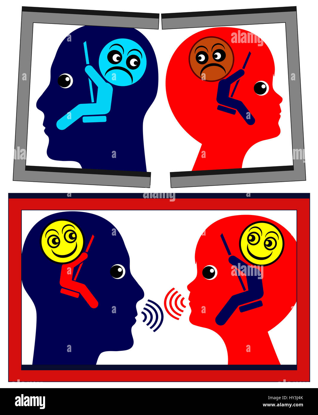 Father and son solve their conflict by communications Stock Photo - Alamy