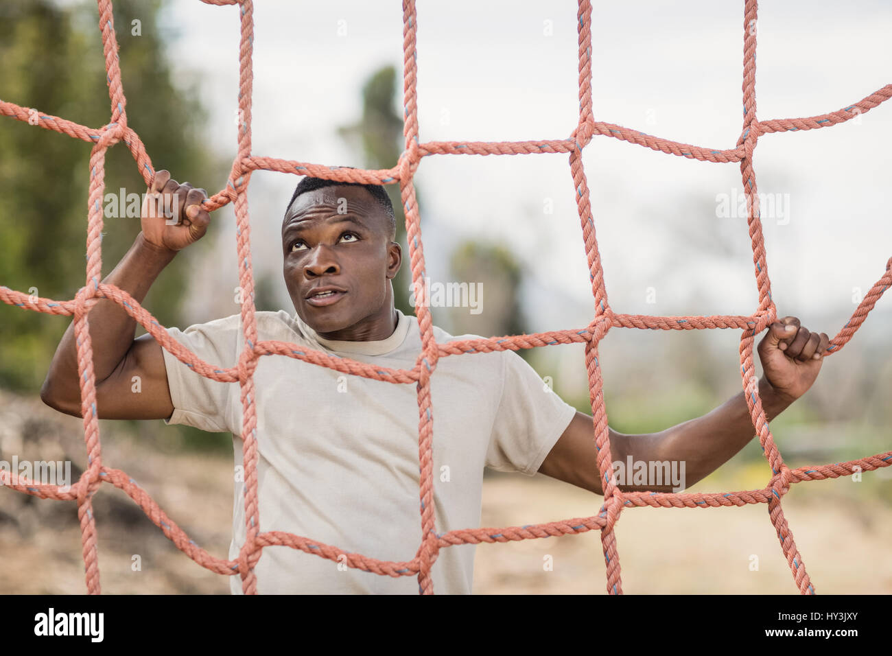Military soldier climbing net hi-res stock photography and images - Alamy