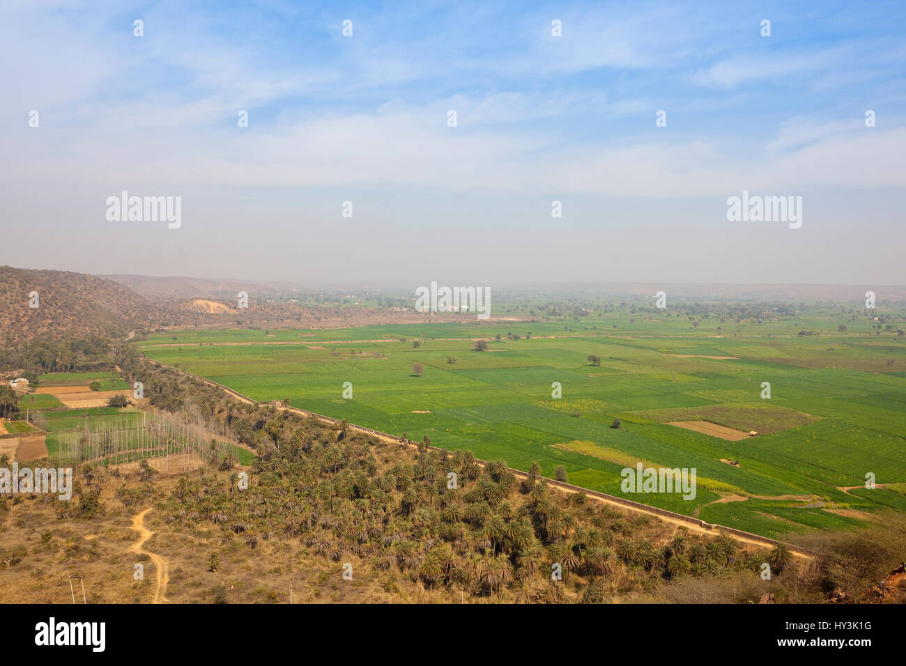 a view of the agricultural landscape of tijara rajasthan india with ...