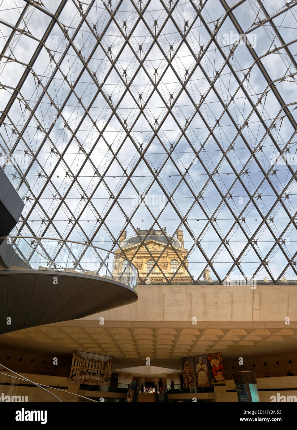 Louvre pyramid top view hi-res stock photography and images - Alamy