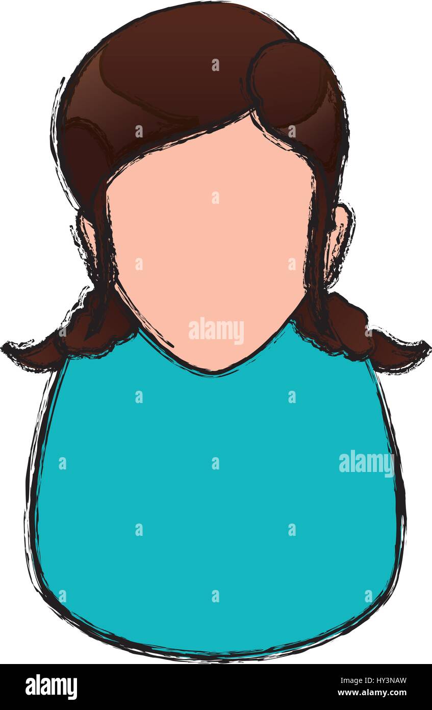 kid child girl avatar faceless vector icon illustration Stock Vector ...