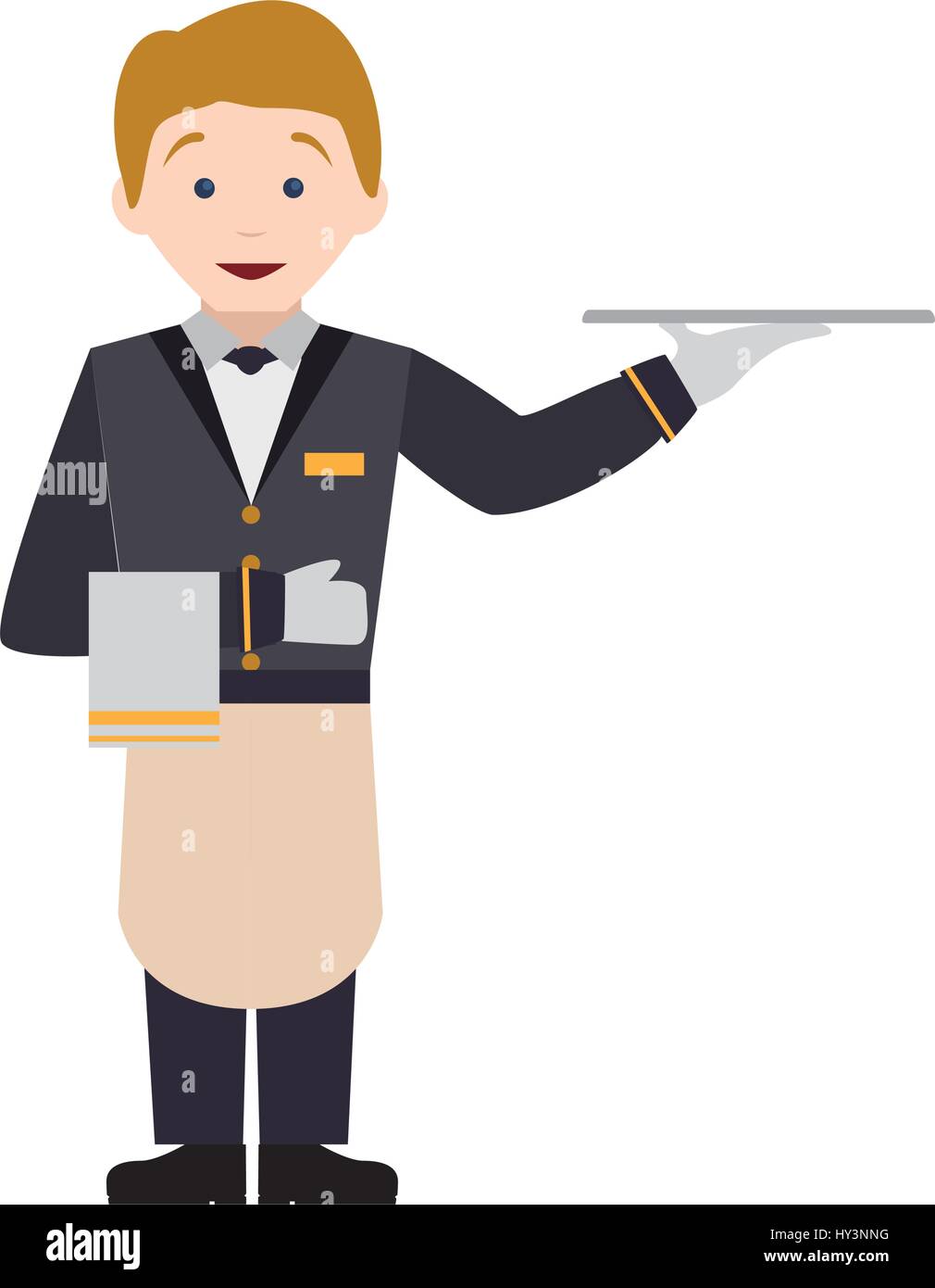 waiter catering tray restaurant dish vector icon illustration Stock ...