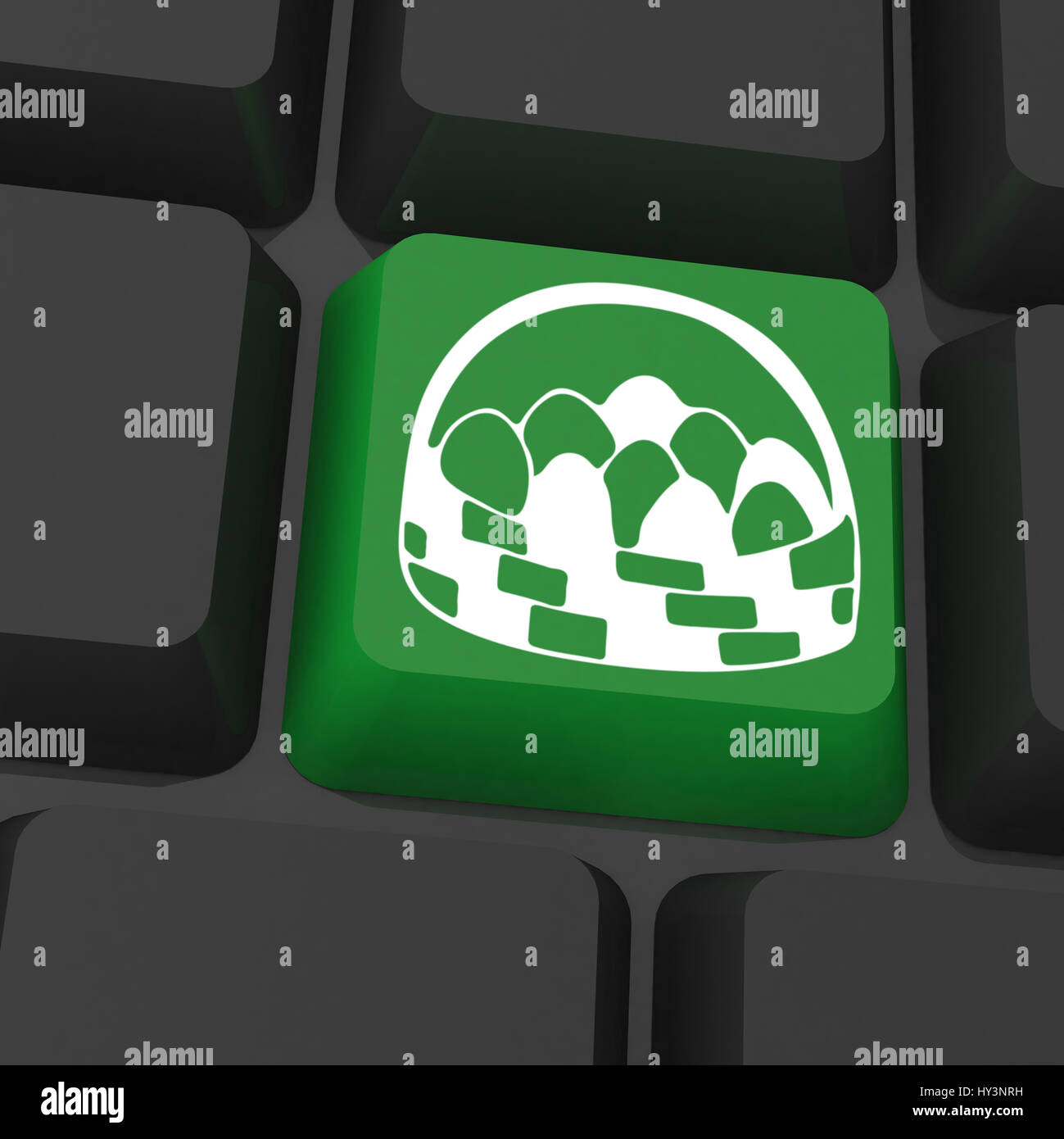 Black keyboard with one green key Stock Photo - Alamy
