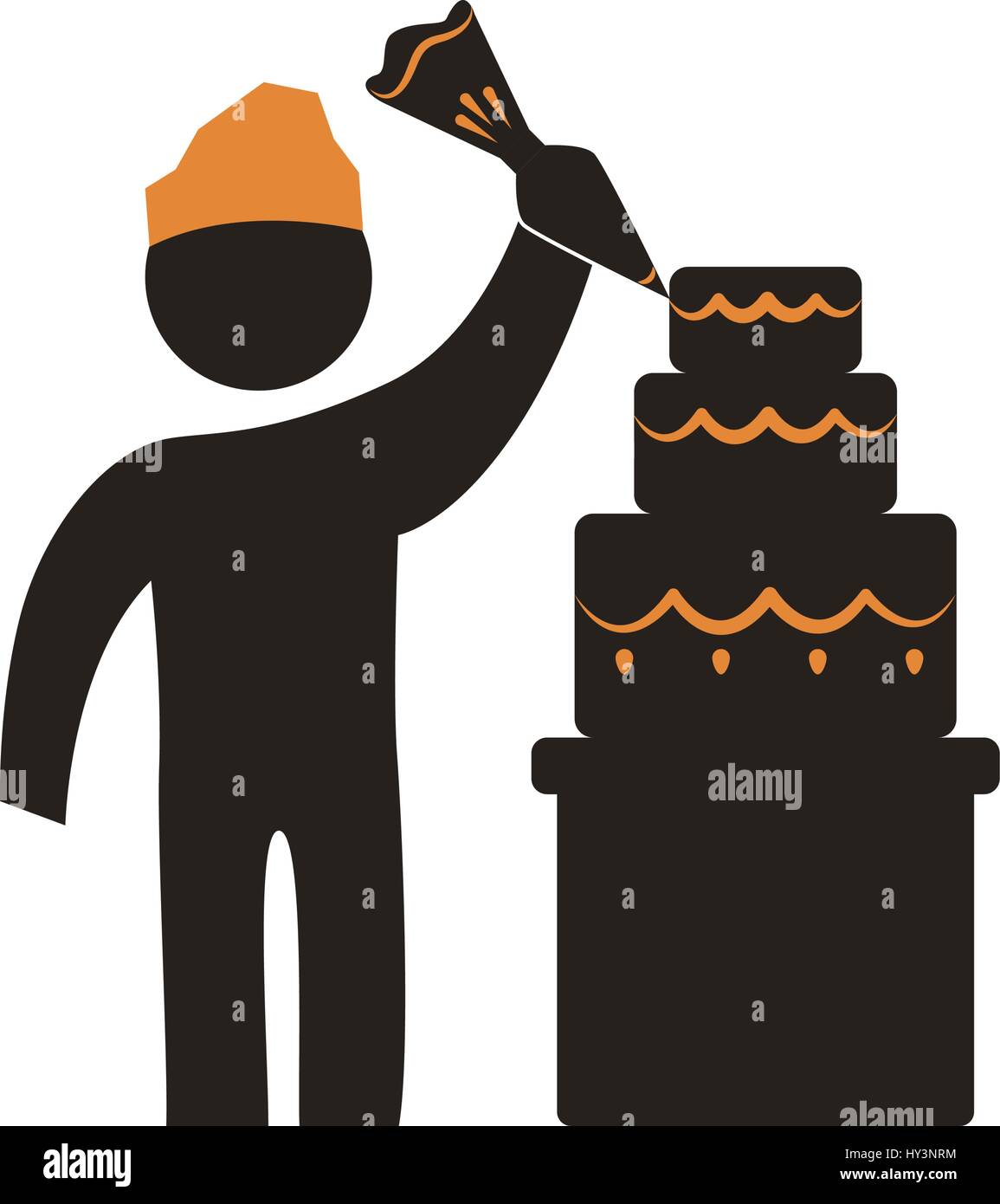 baker decorating cake vector icon illustration pictogram Stock Vector ...