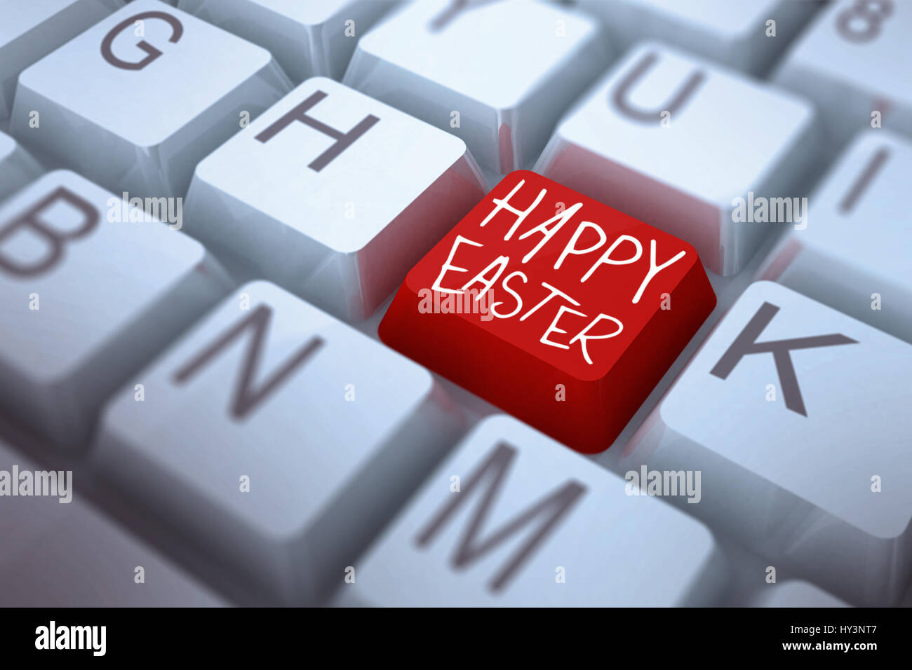 Easter greeting against red key on keyboard Stock Photo - Alamy