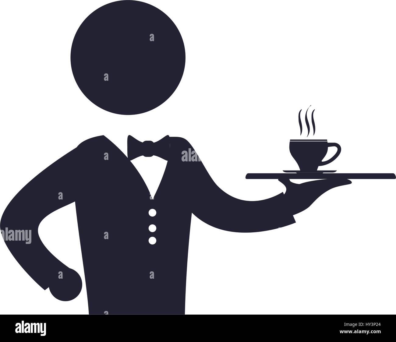 waiter catering coffee cup vector icon illustration Stock Vector Image ...