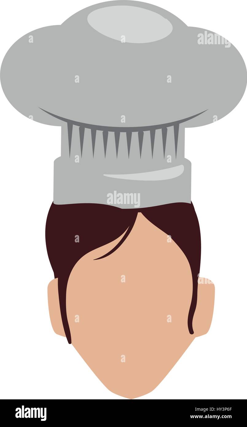 chef female faceless hat head vector icon illustration colored Stock ...