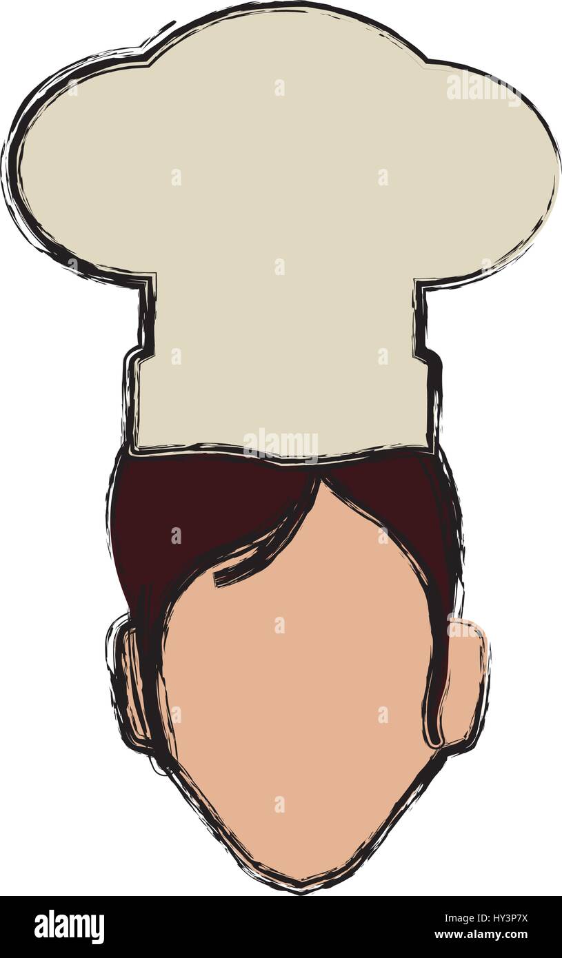 chef female faceless hat head vector icon illustration colored Stock ...