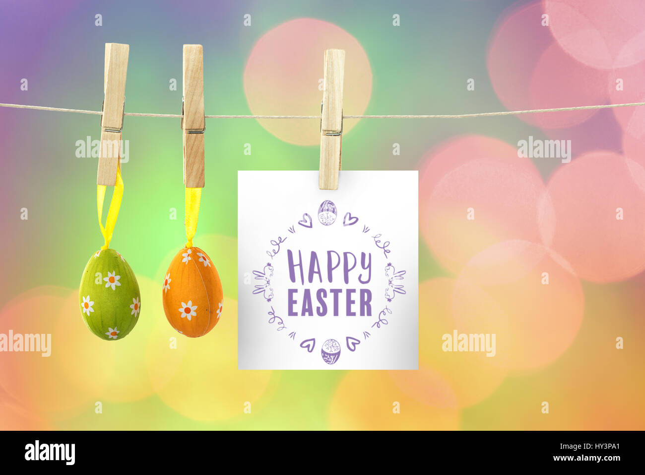 Happy easter logo against background of multiple color Stock Photo - Alamy