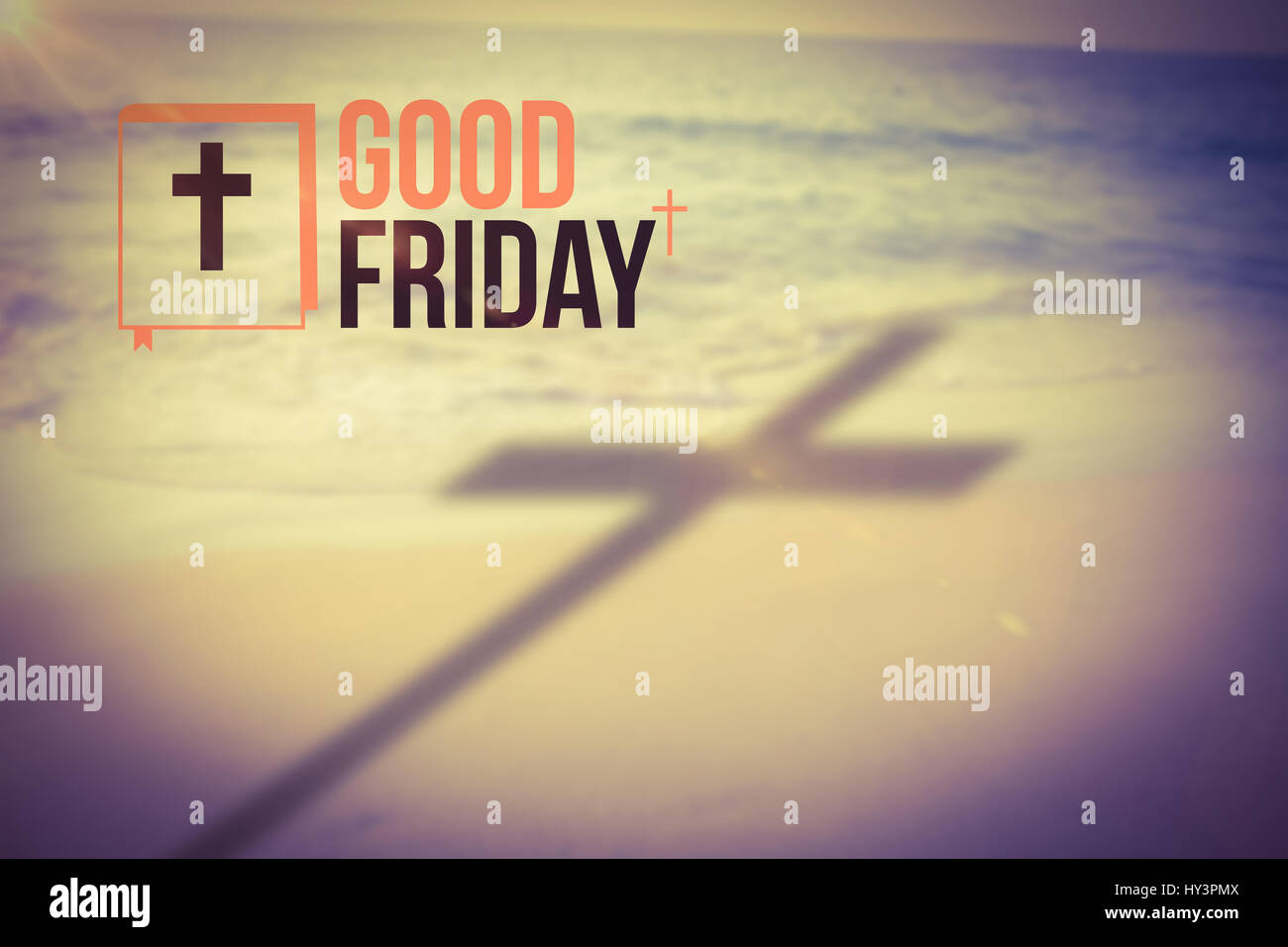 good friday logo against beach during sunset Stock Photo - Alamy