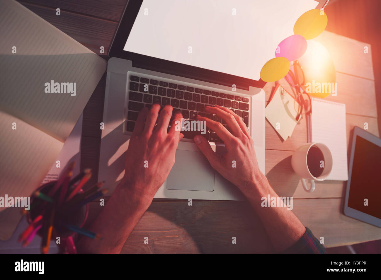 Cropped image of creative graphic designer using laptop in office Stock ...