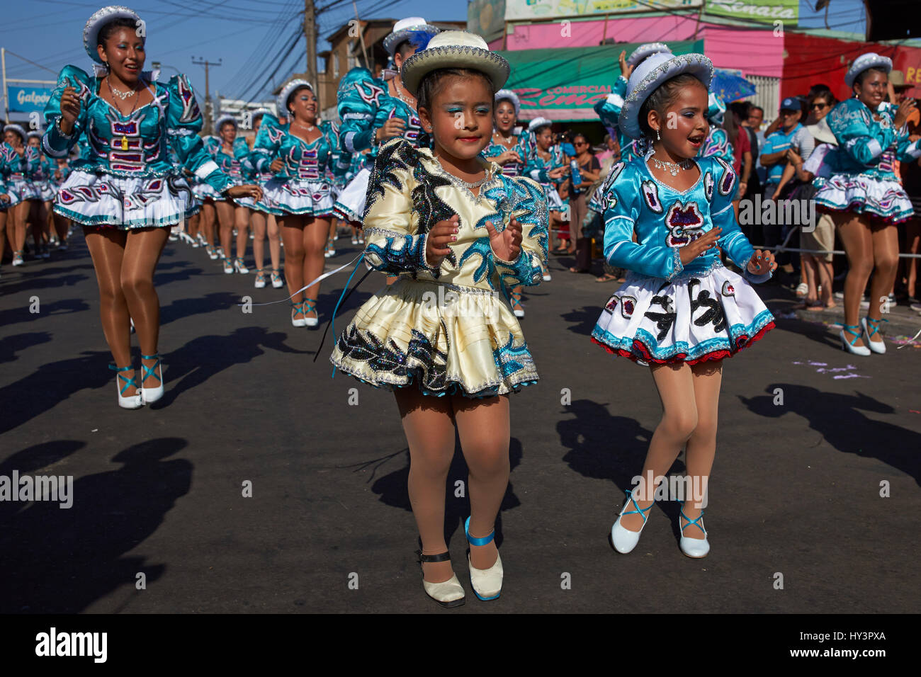 Caporales dance group performing at the annual Carnaval Andino con la ...