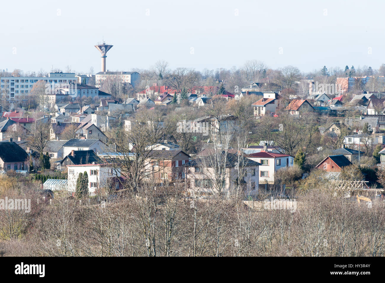 small town panoramic view from above. latvia. saldus Stock Photo - Alamy