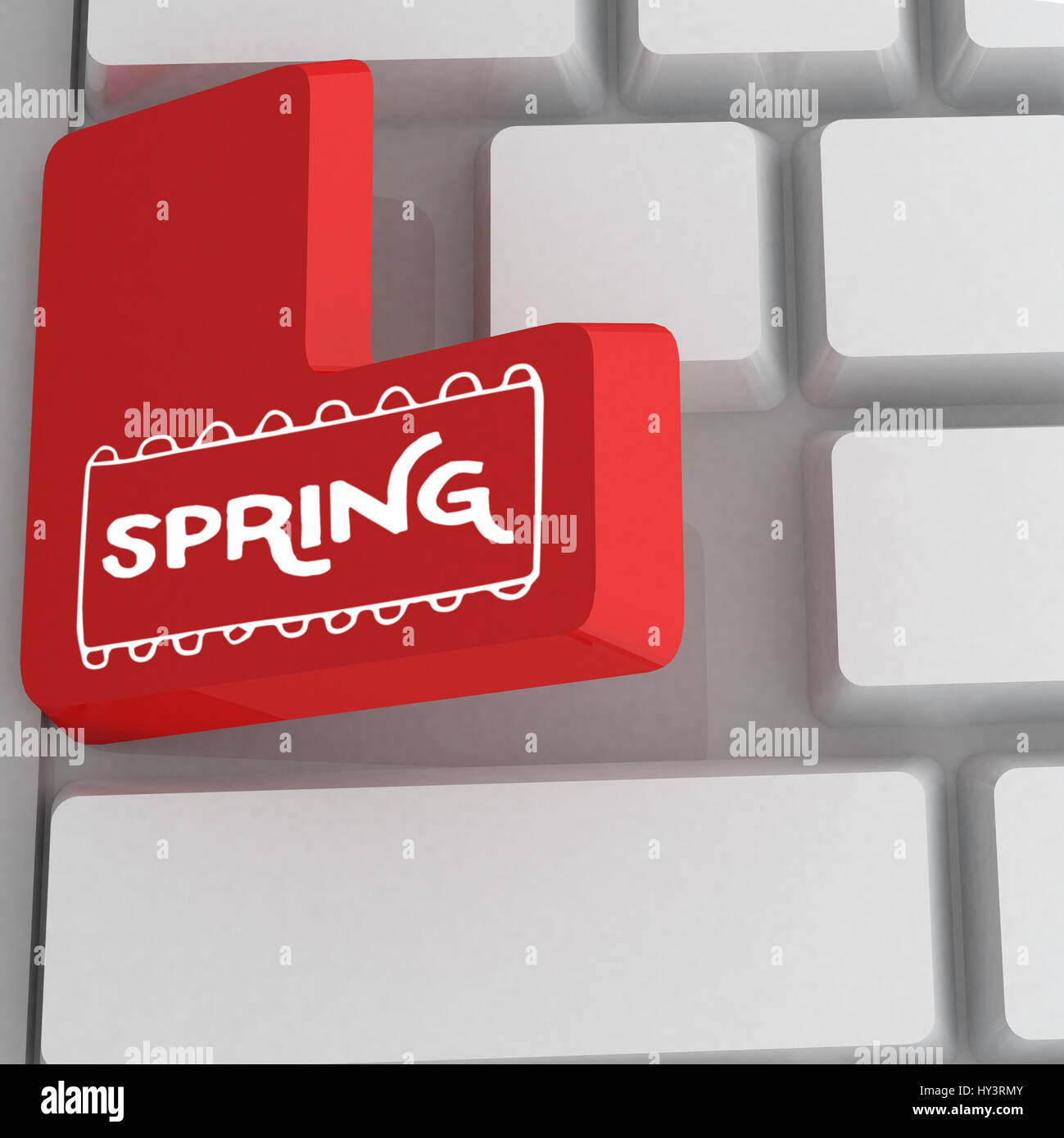 White keyboard with one red key Stock Photo - Alamy