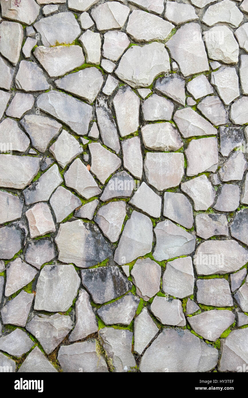 Different shape rocks in stone wall in Okunoshima, Japan Stock Photo ...