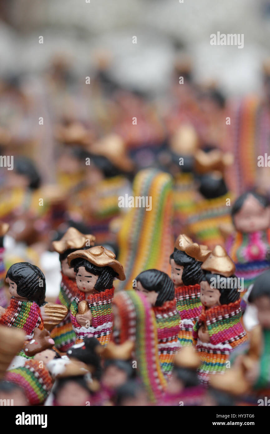 Colorful traditional symbols and accessories in local market in Antigua ...