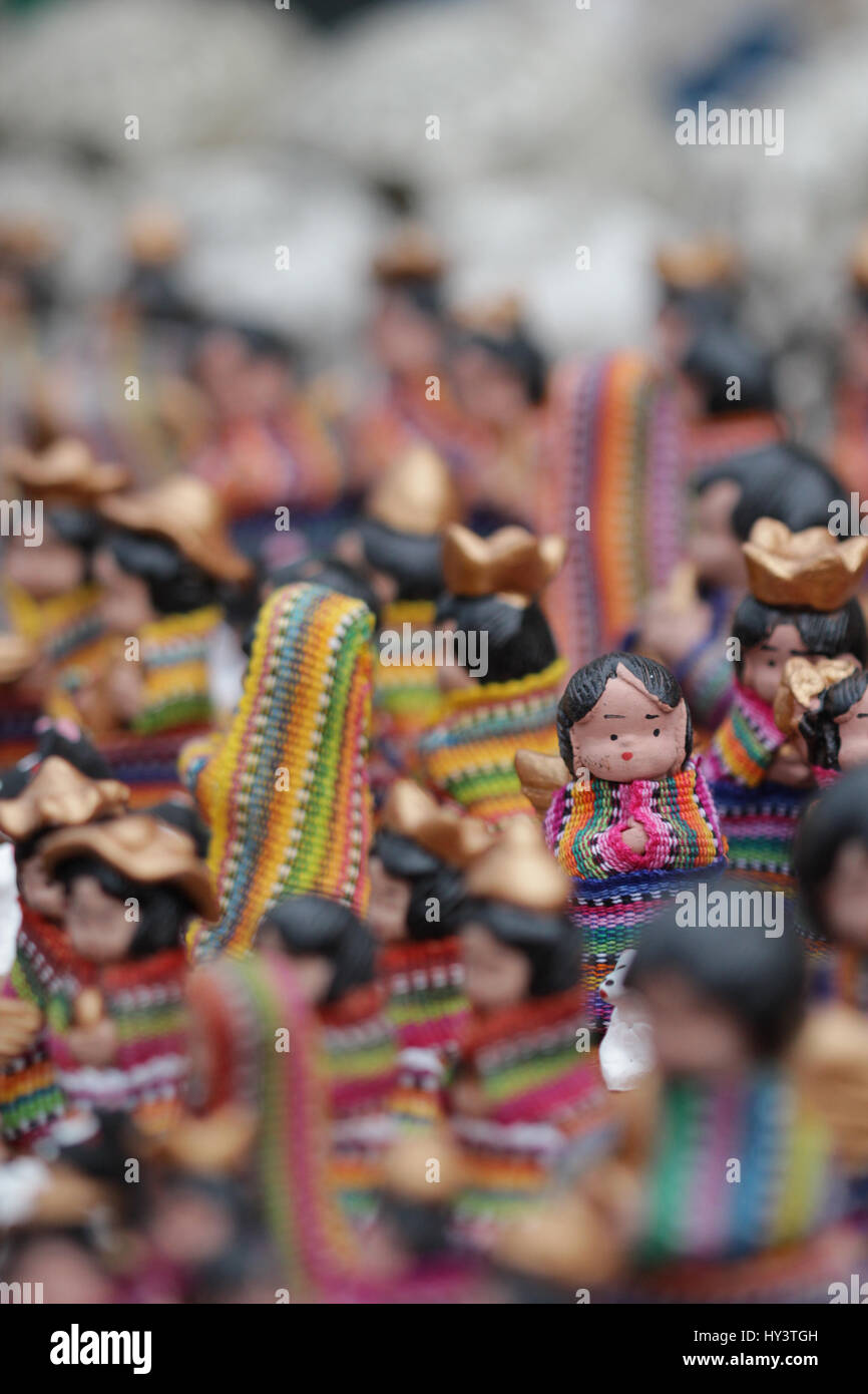 Colorful traditional symbols and accessories in local market in Antigua ...