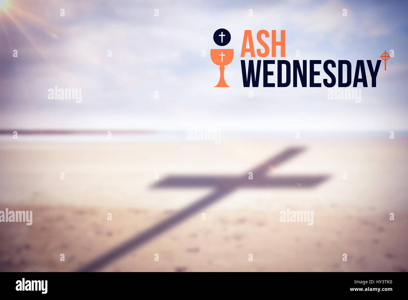 Ash Wednesday text against white background against scenic view of ...