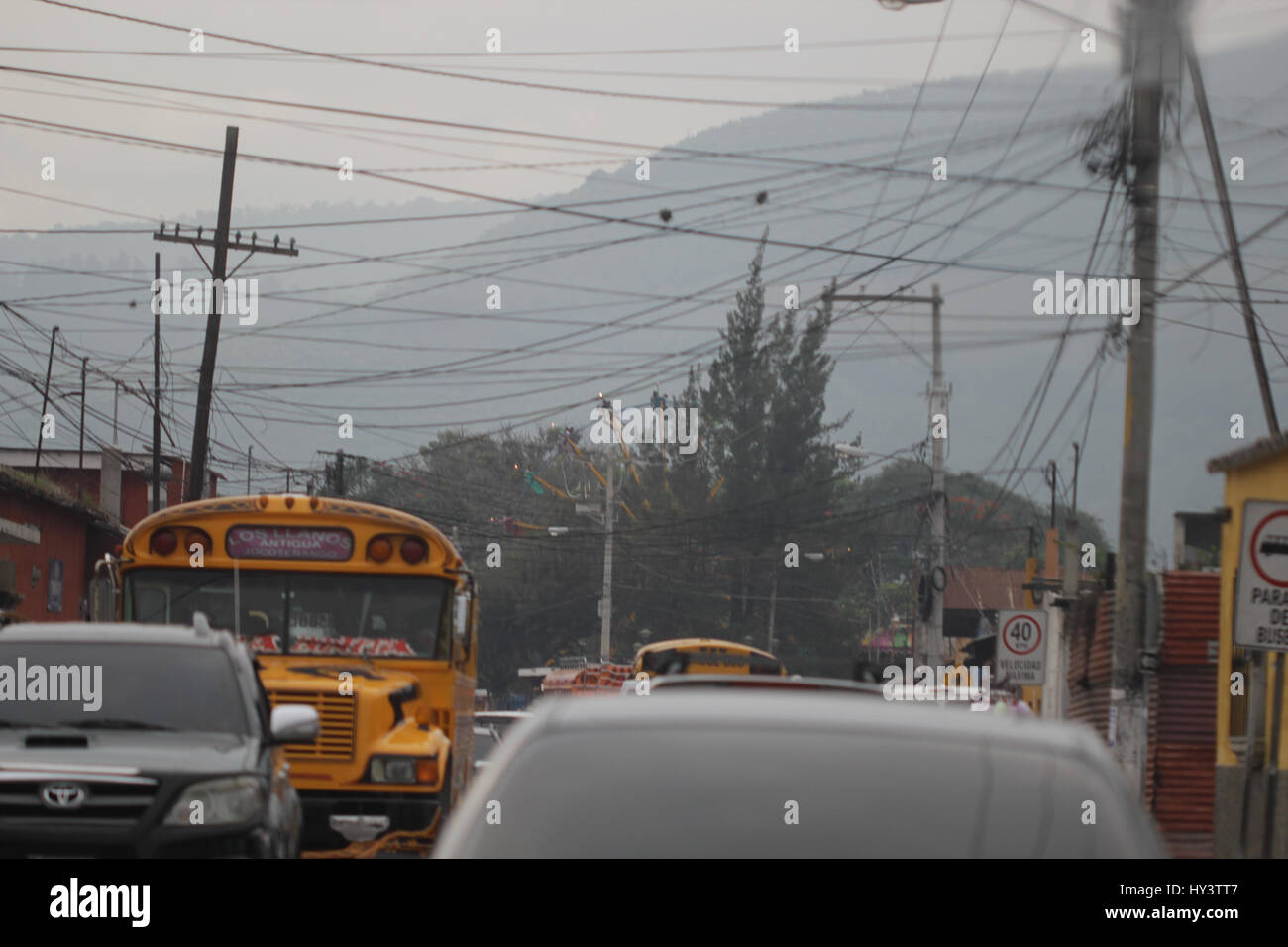 Traveling in Guatemala with School Bus, chicken bus Stock Photo - Alamy