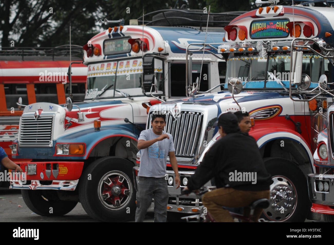 Traveling in Guatemala with School Bus, chicken bus Stock Photo - Alamy