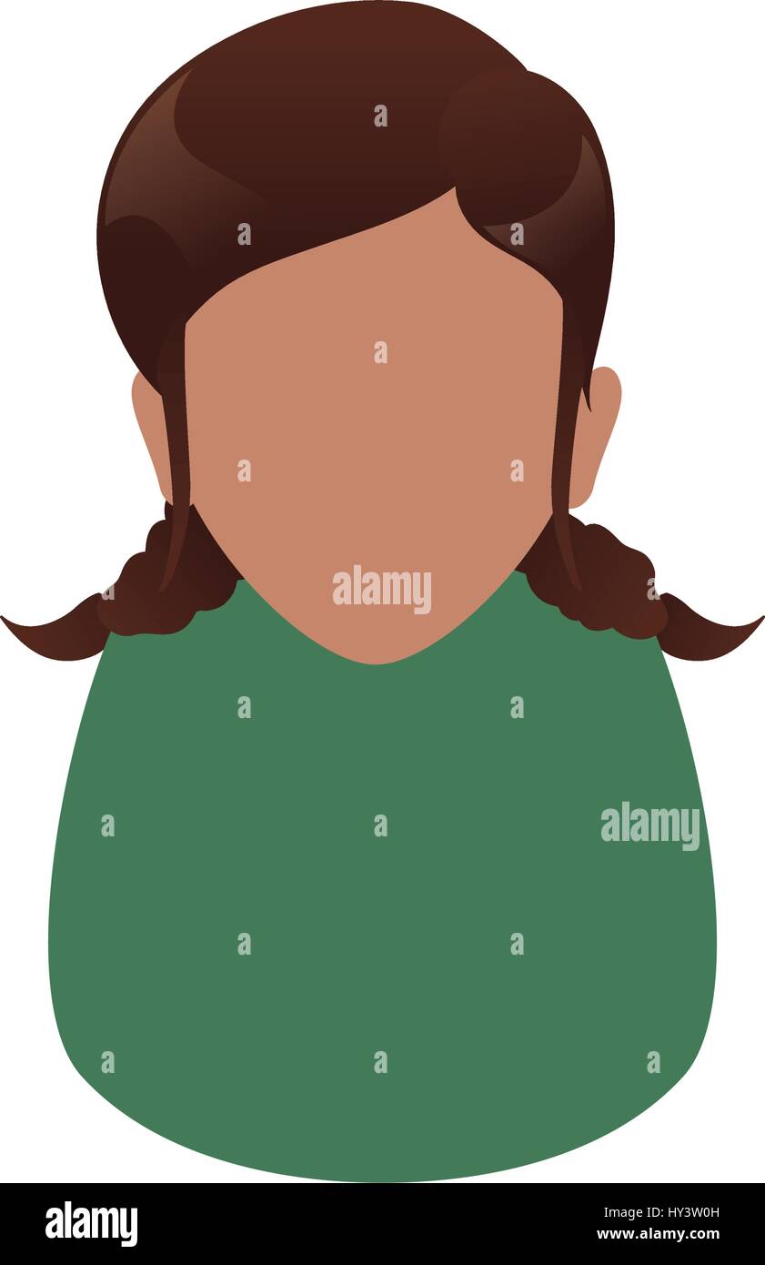 kid child girl avatar faceless vector icon illustration Stock Vector ...