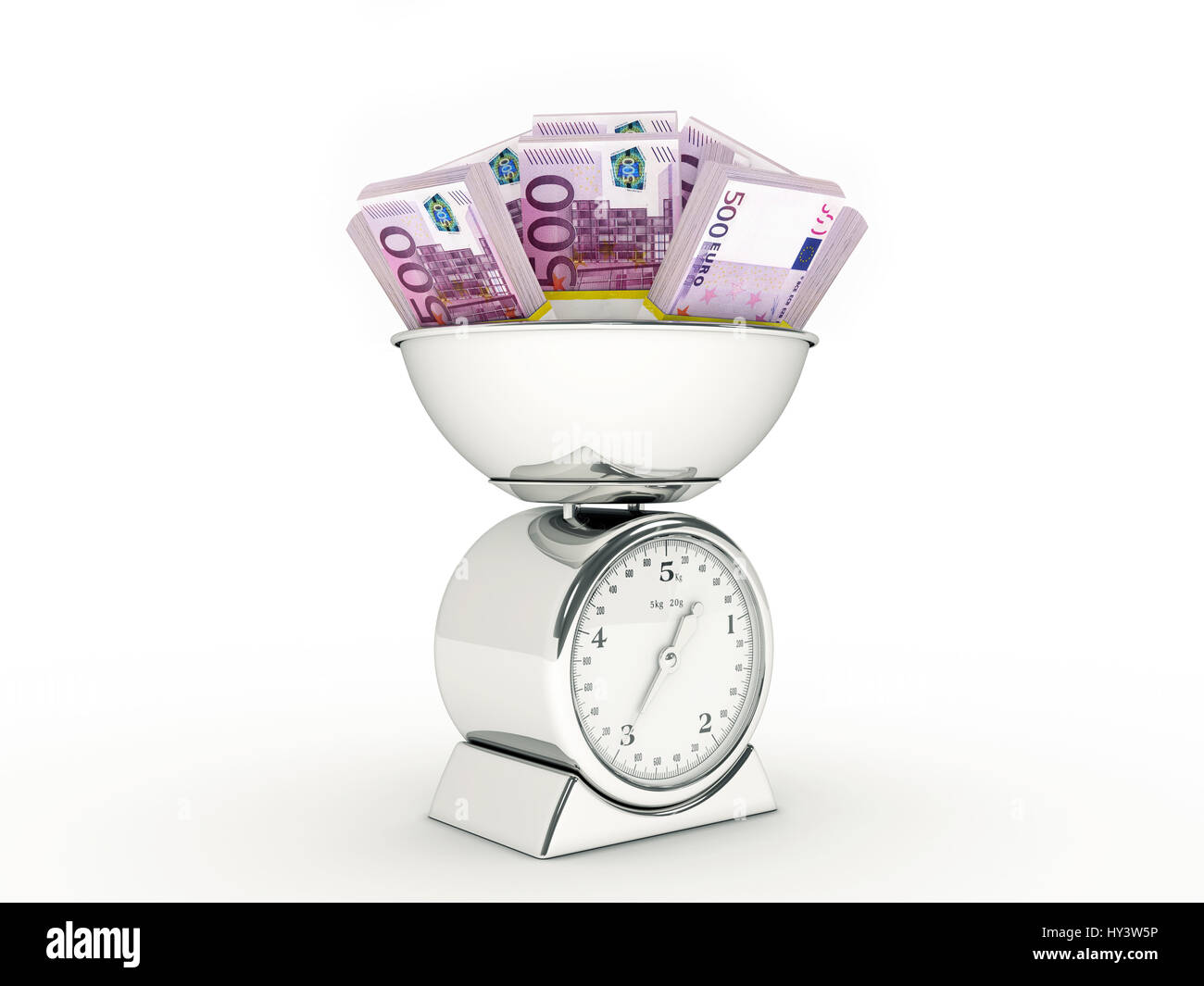 Kitchen scale with euro money Stock Photo - Alamy