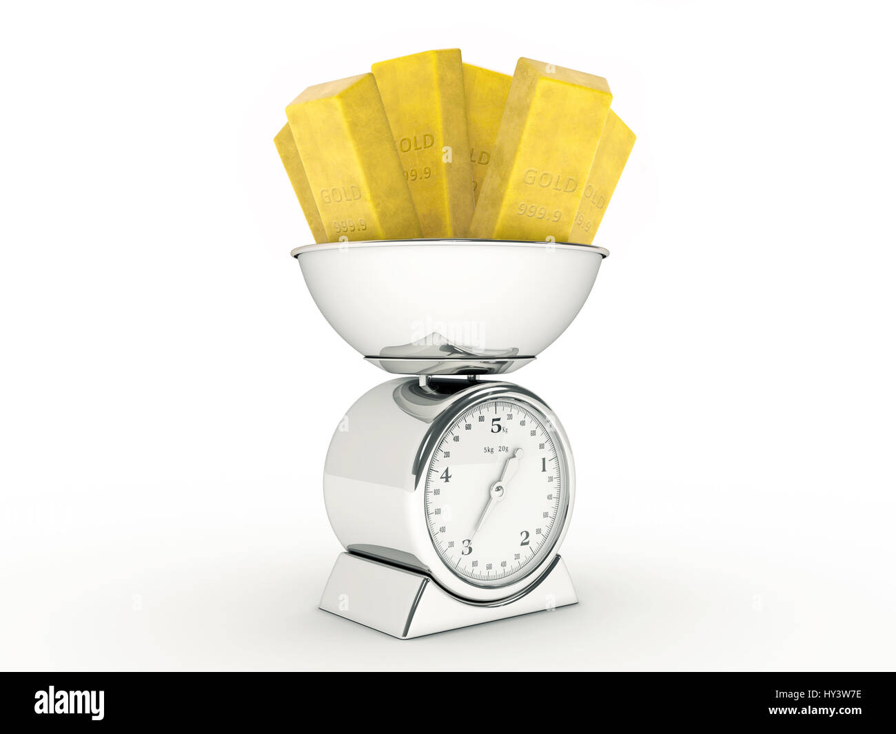 Kitchen scale with gold bullion Stock Photo - Alamy