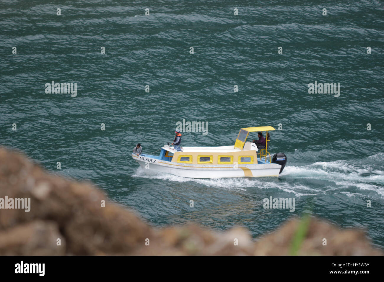 Bus boat with passengers Stock Photo - Alamy