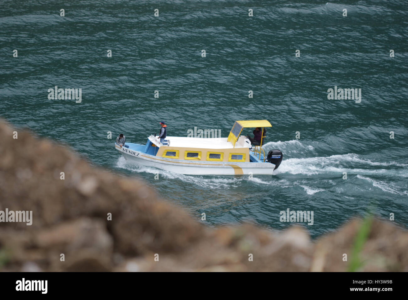 Bus boat with passengers Stock Photo - Alamy