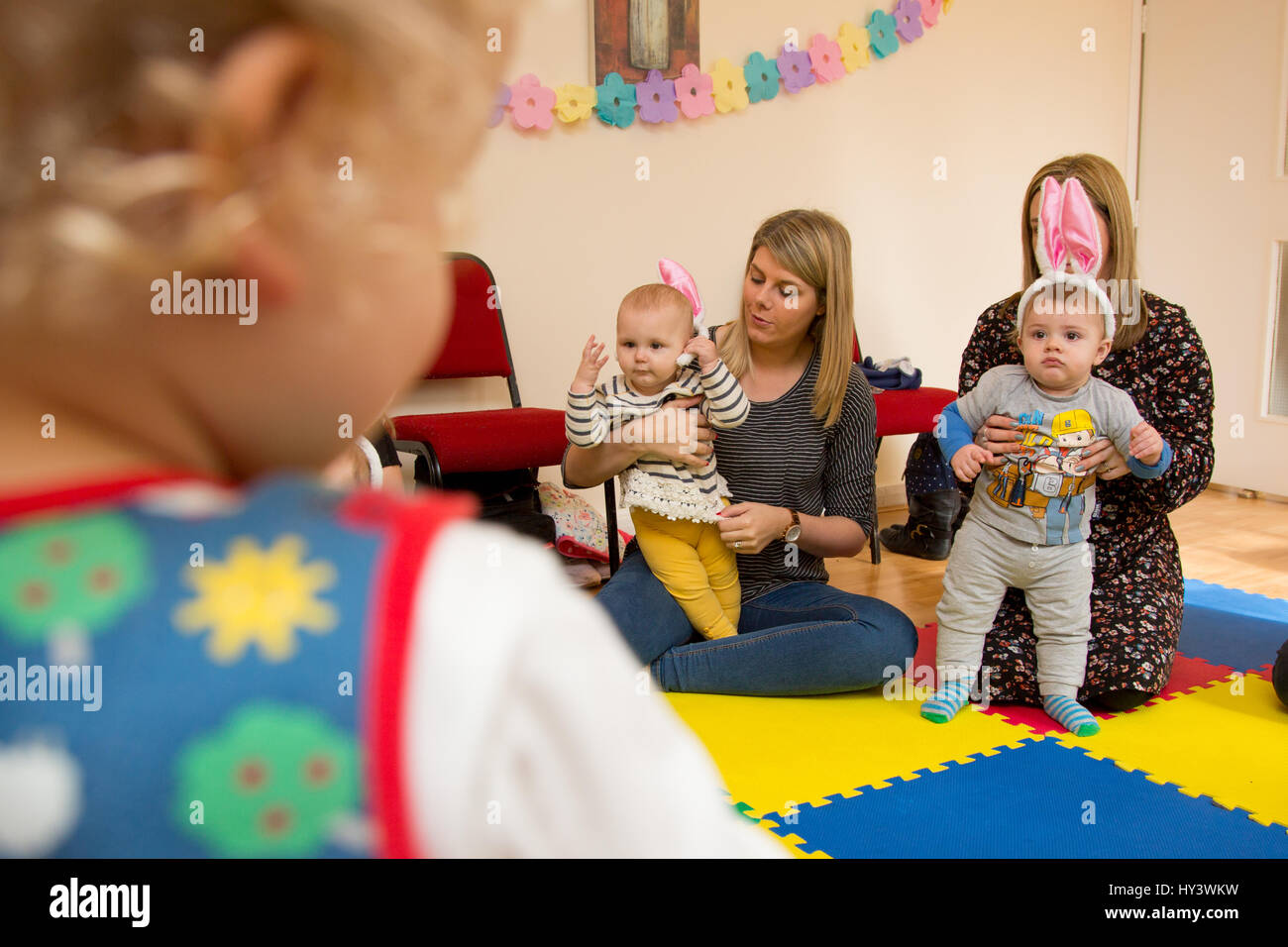 Celebrating Easter at a playgroup Stock Photo - Alamy