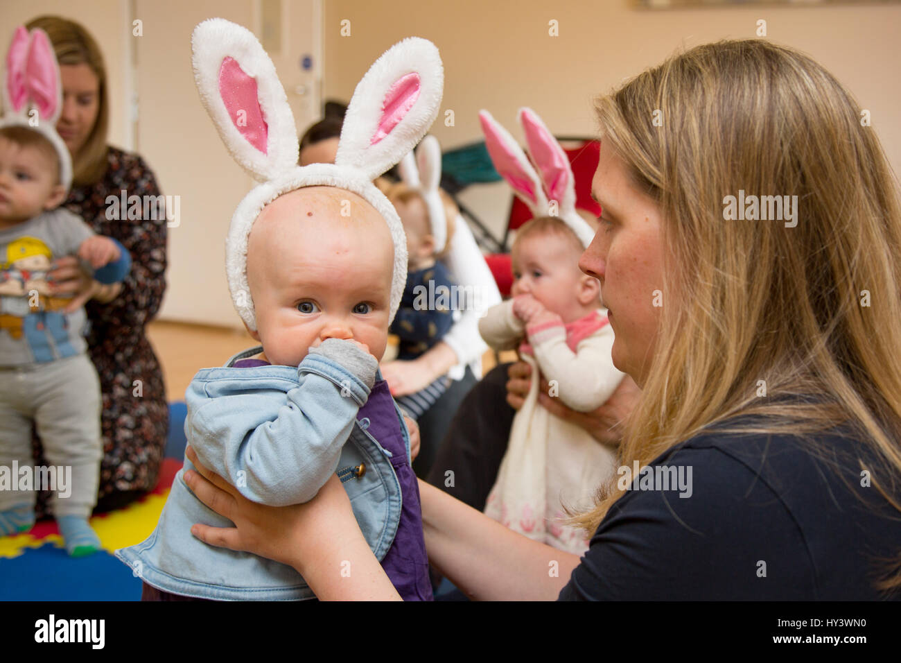 Celebrating Easter at a playgroup Stock Photo - Alamy