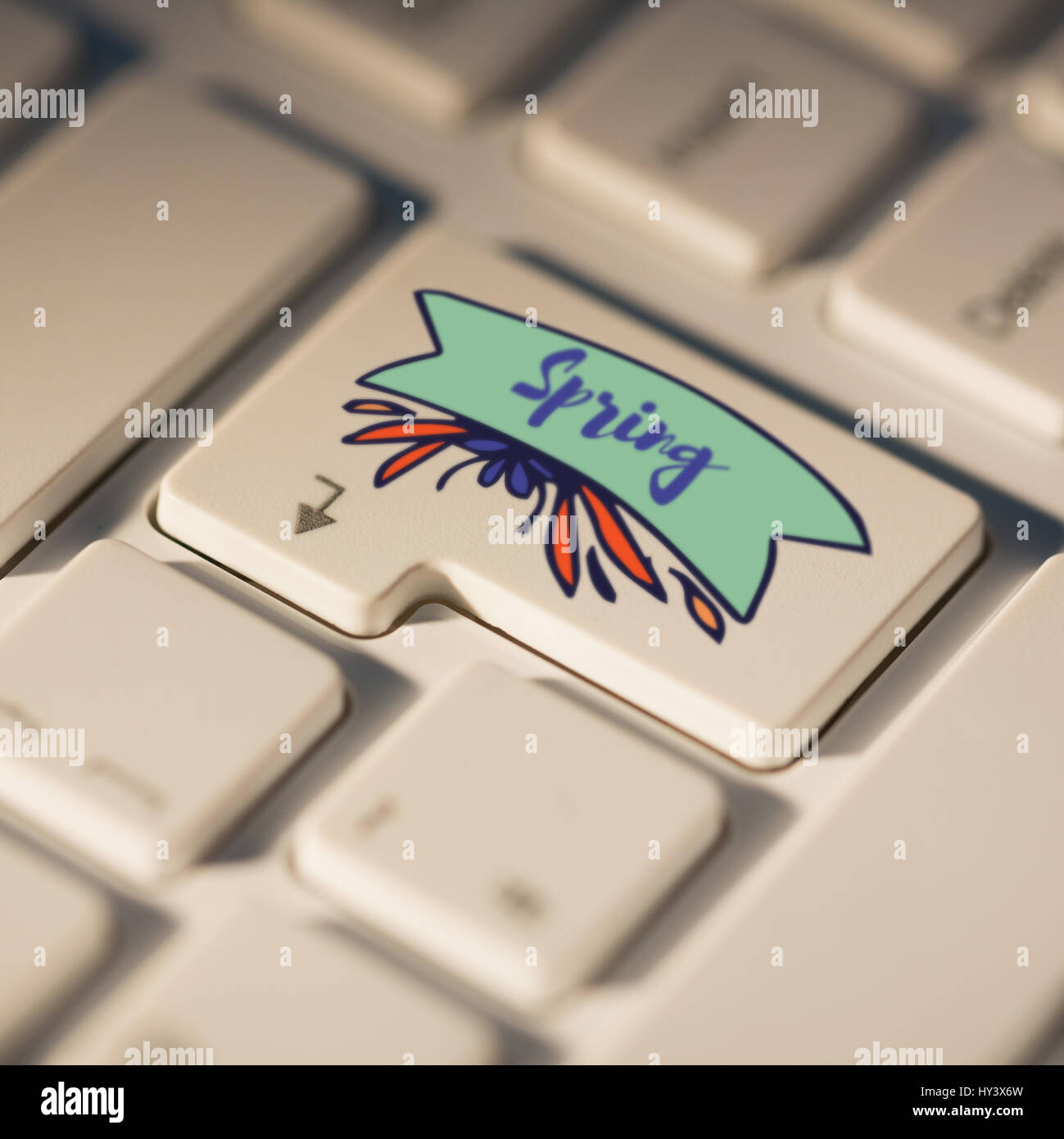 Overhead of white keyboard Stock Photo - Alamy