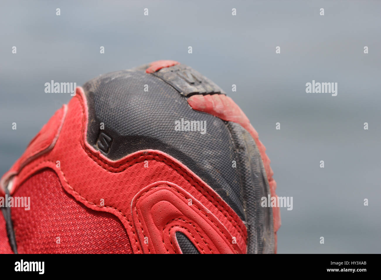 Hiking new modern shoe tip after a long hike Stock Photo - Alamy