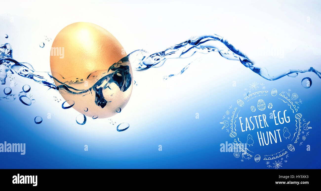 Easter Egg Hunt logo against white background against golden easter egg ...