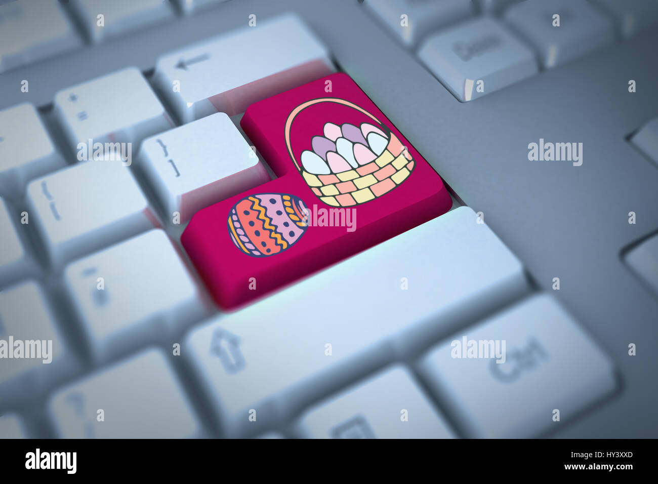 PE047 easter 01 bs nf against pink enter key on keyboard Stock Photo ...