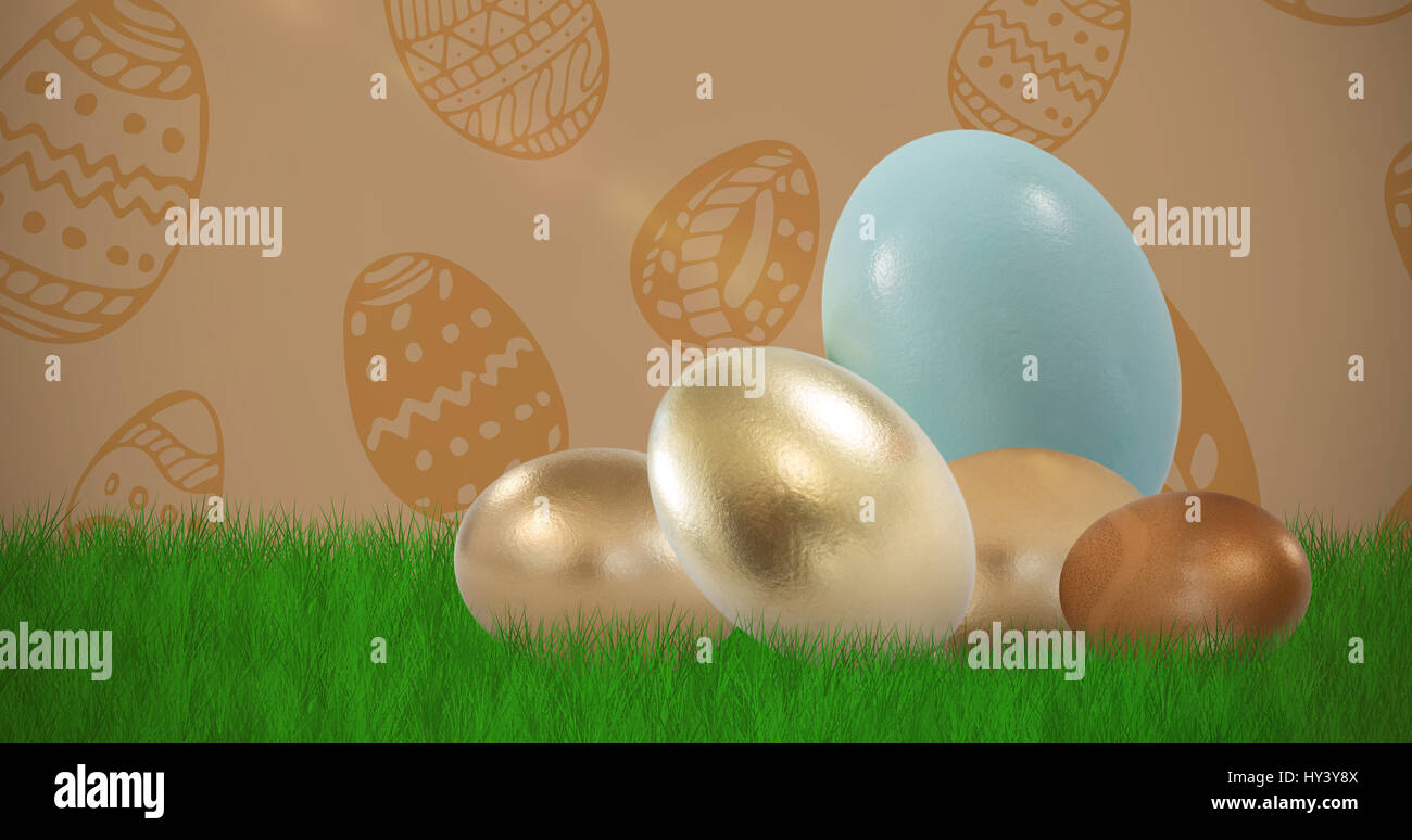 Big and small shiny Easter eggs against maroon background Stock Photo ...