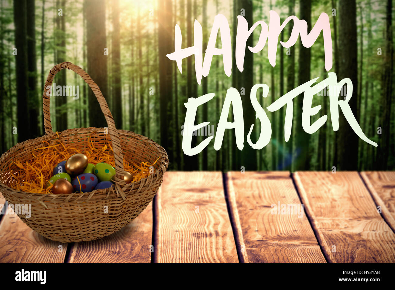 Easter greeting against view of tropical forest Stock Photo - Alamy