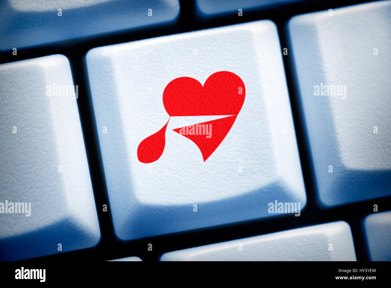 Computer key with heart and drop of blood, security gap Heartbleed in ...