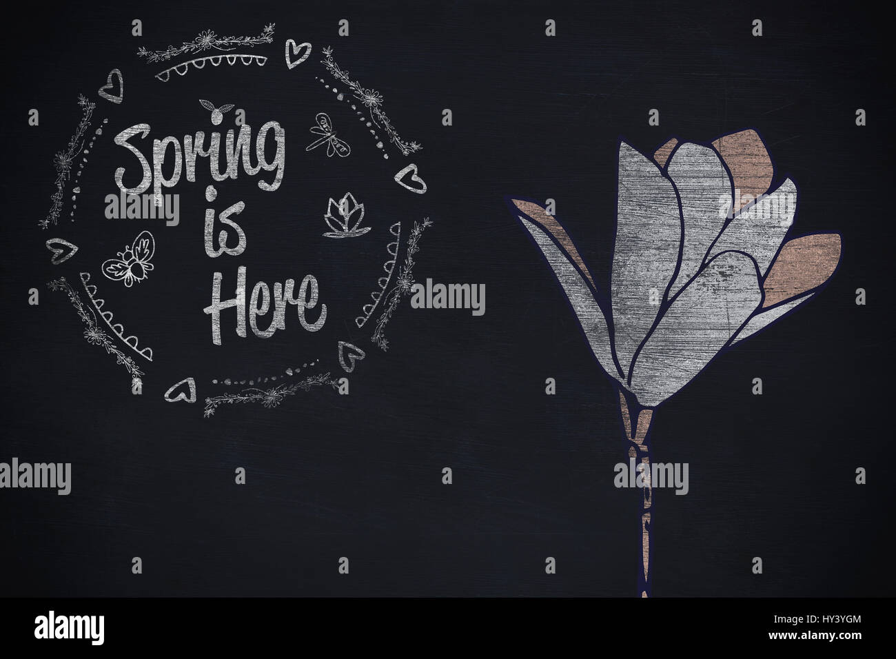 Spring is Here logo against background against black background Stock ...