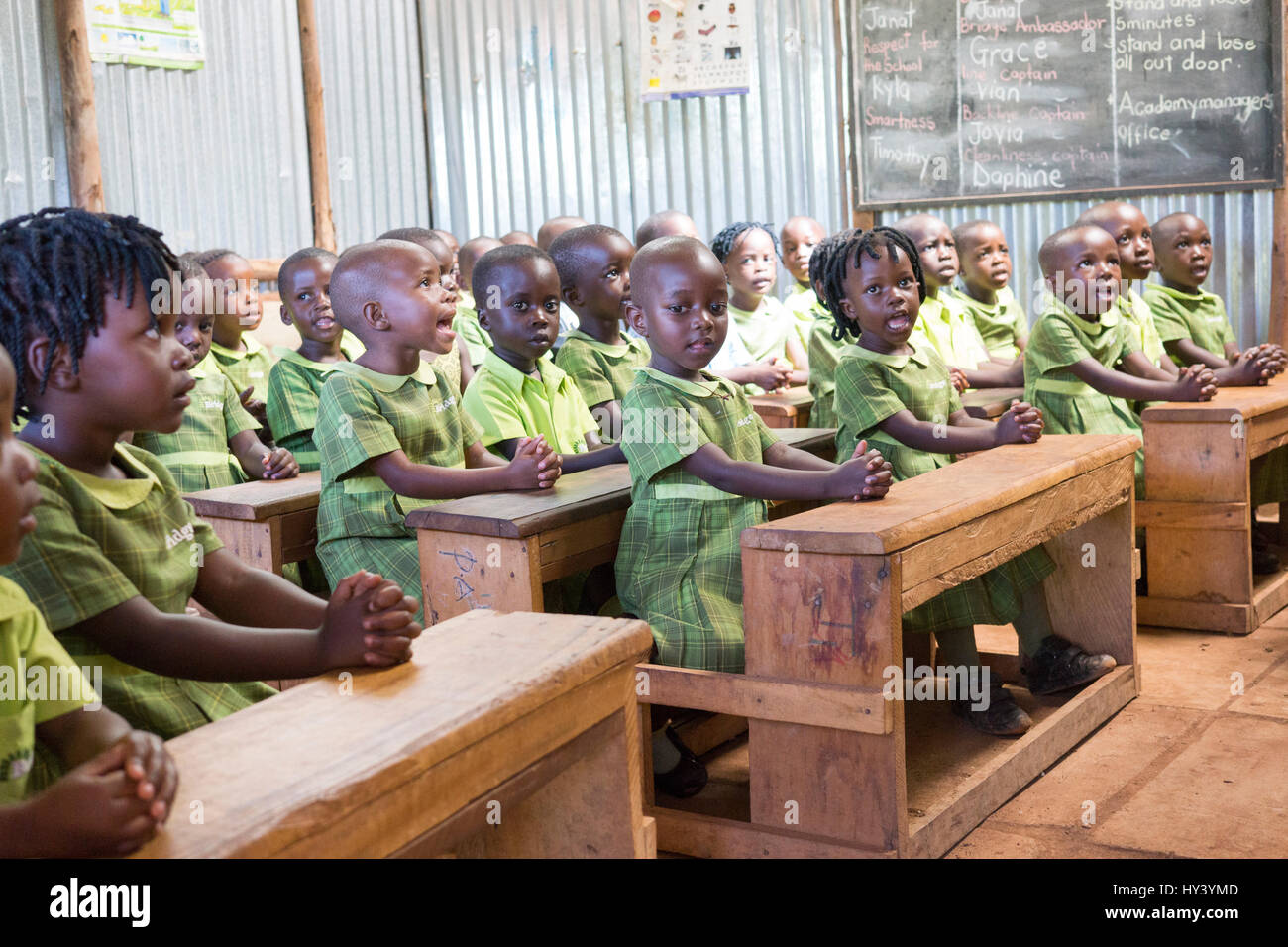 Pupils at a Bridge International Academies primary school in Mpigi ...