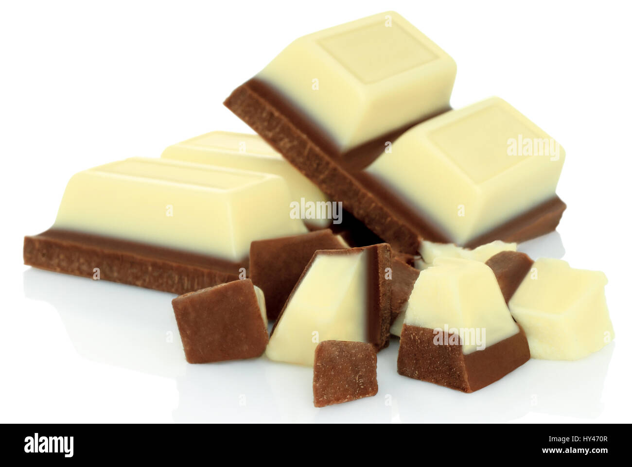 Broken chocolate bars isolated on white background Stock Photo - Alamy