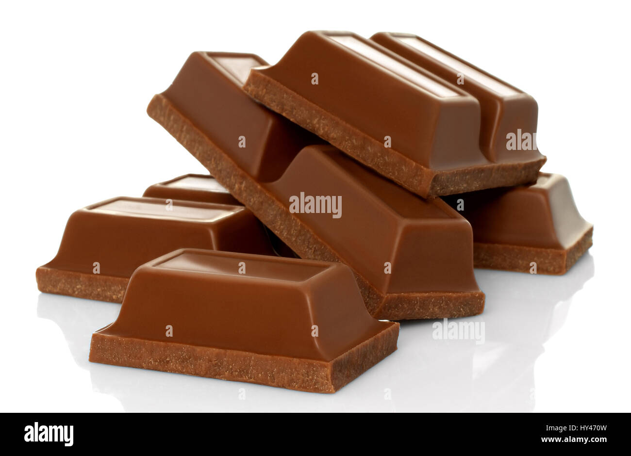 Broken chocolate bars isolated on white background Stock Photo - Alamy