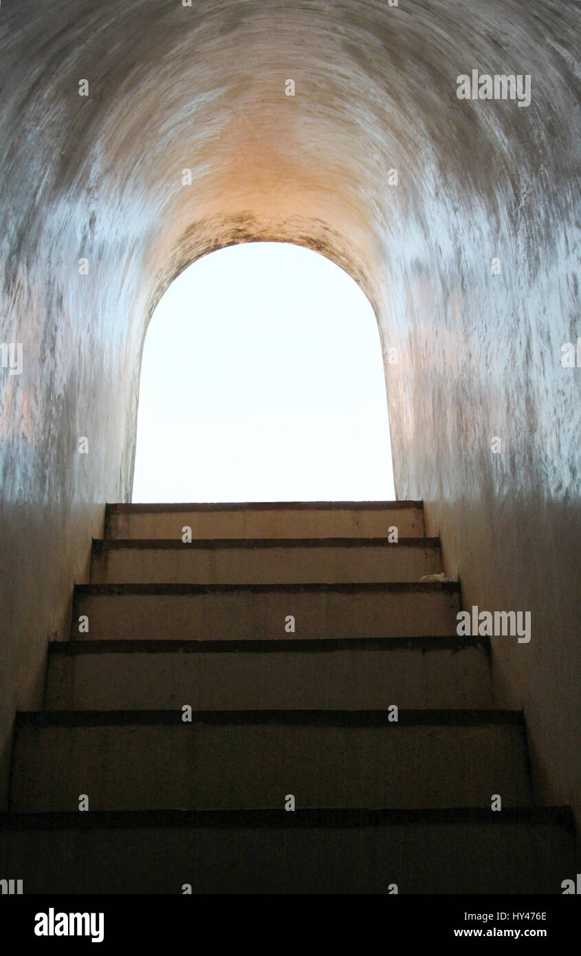 Ladder out of black tunnel for freedom, light and success Stock Photo ...