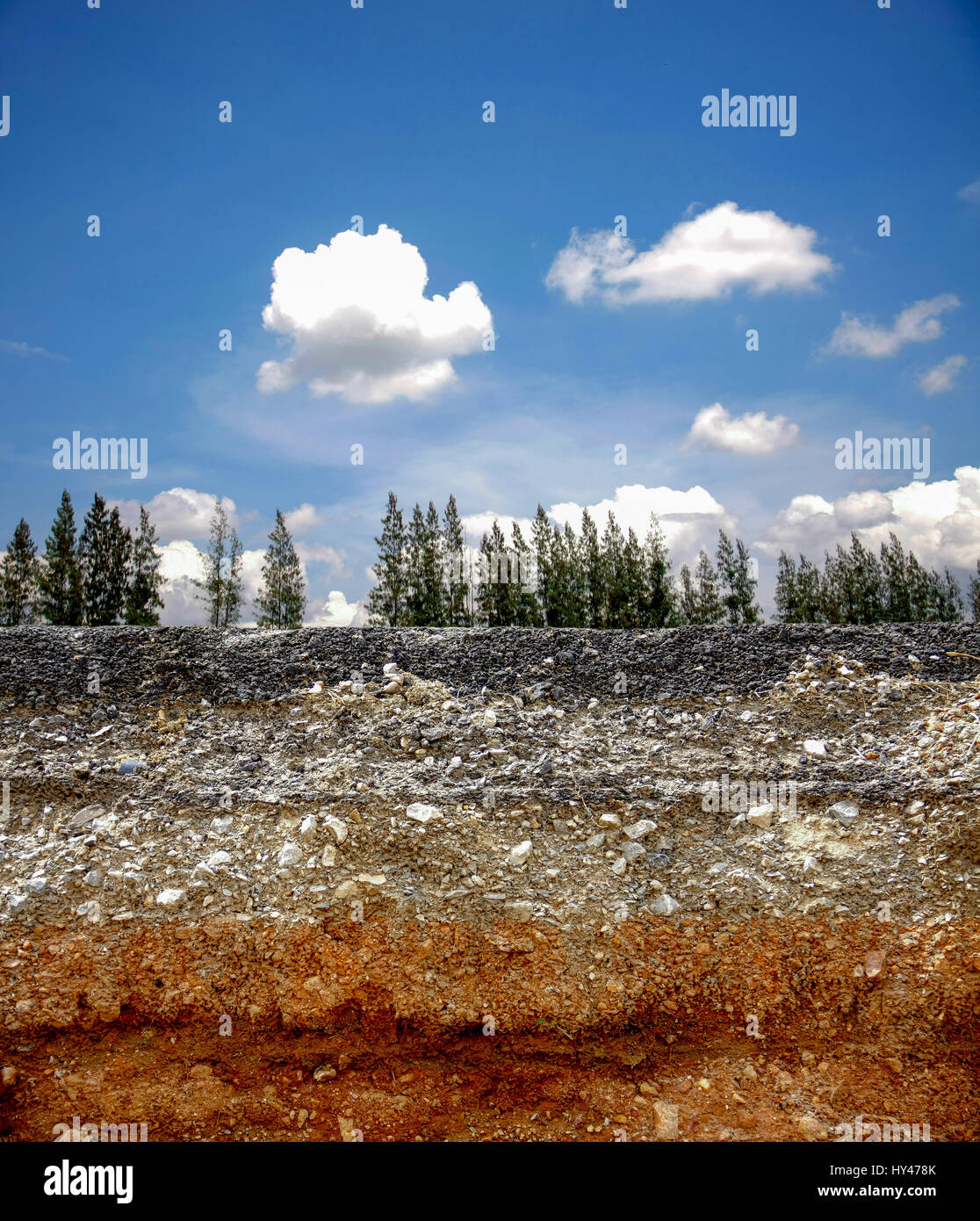 Layer of asphalt road was scour, Corrode, well-worn and clipped Stock ...