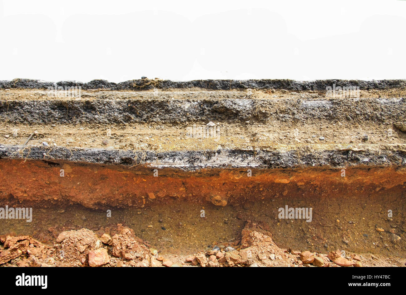 Layer of asphalt road was scour, Corrode, well-worn and clipped Stock ...