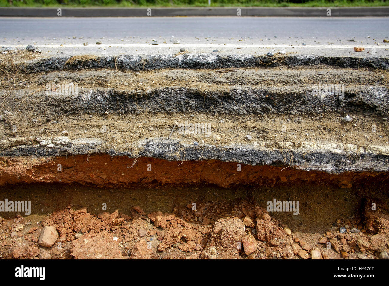 Layer of asphalt road was scour, Corrode, well-worn and clipped Stock ...