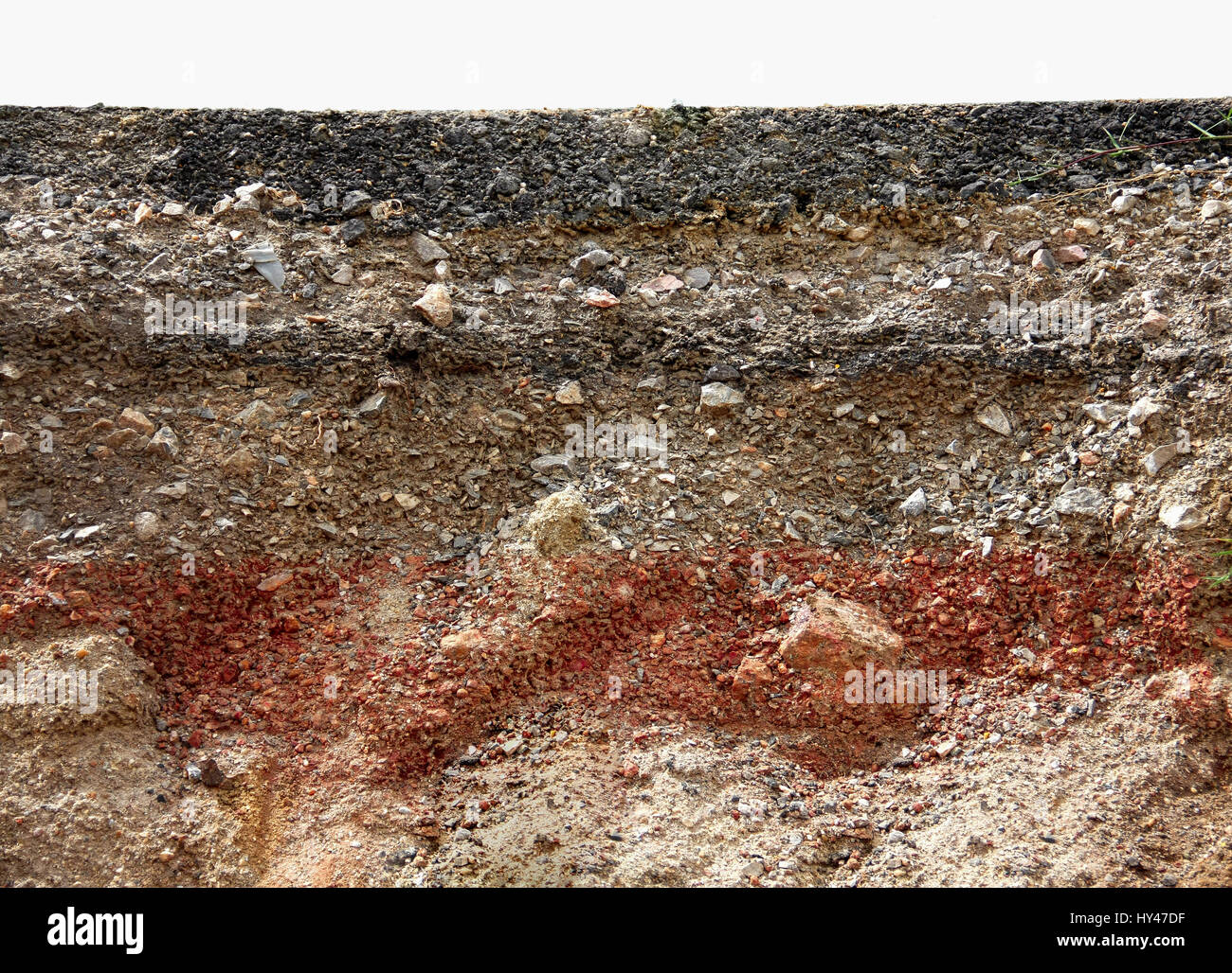 Layer of asphalt road was scour, Corrode, well-worn and clipped Stock ...