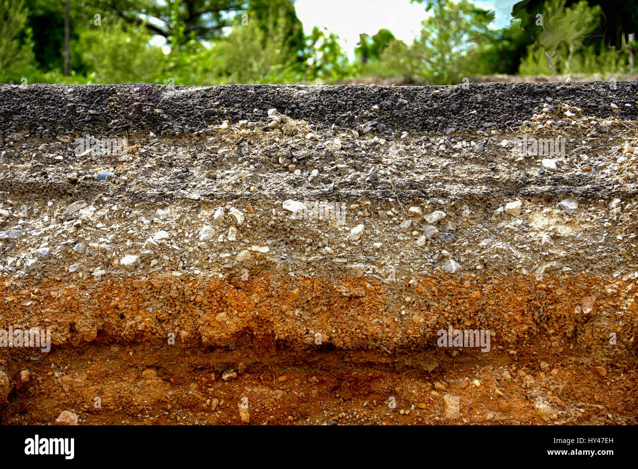 Layer of asphalt road was scour, Corrode, well-worn and clipped Stock ...