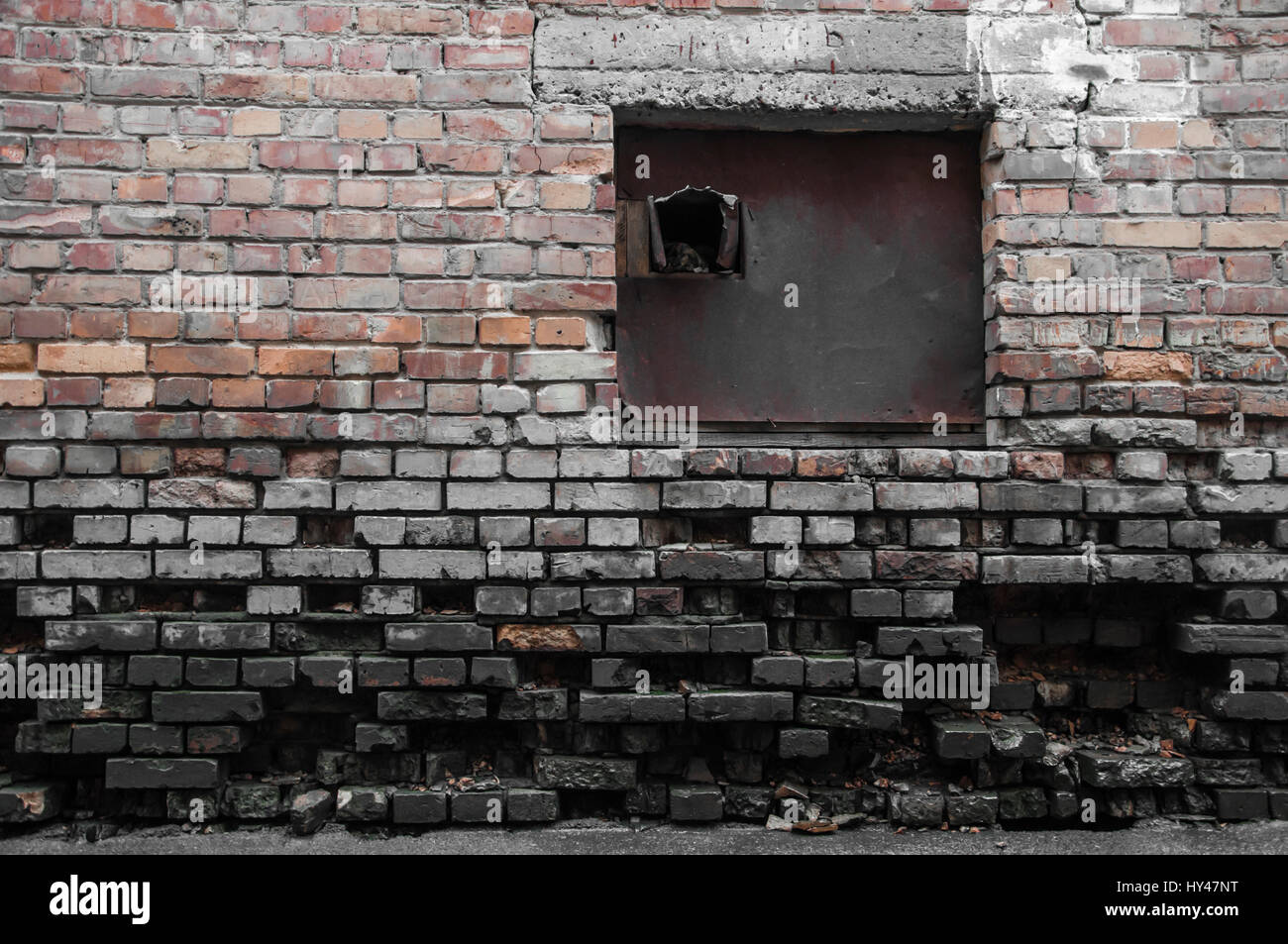 collapsed brick wall Red brick vintage old wall texture background ...