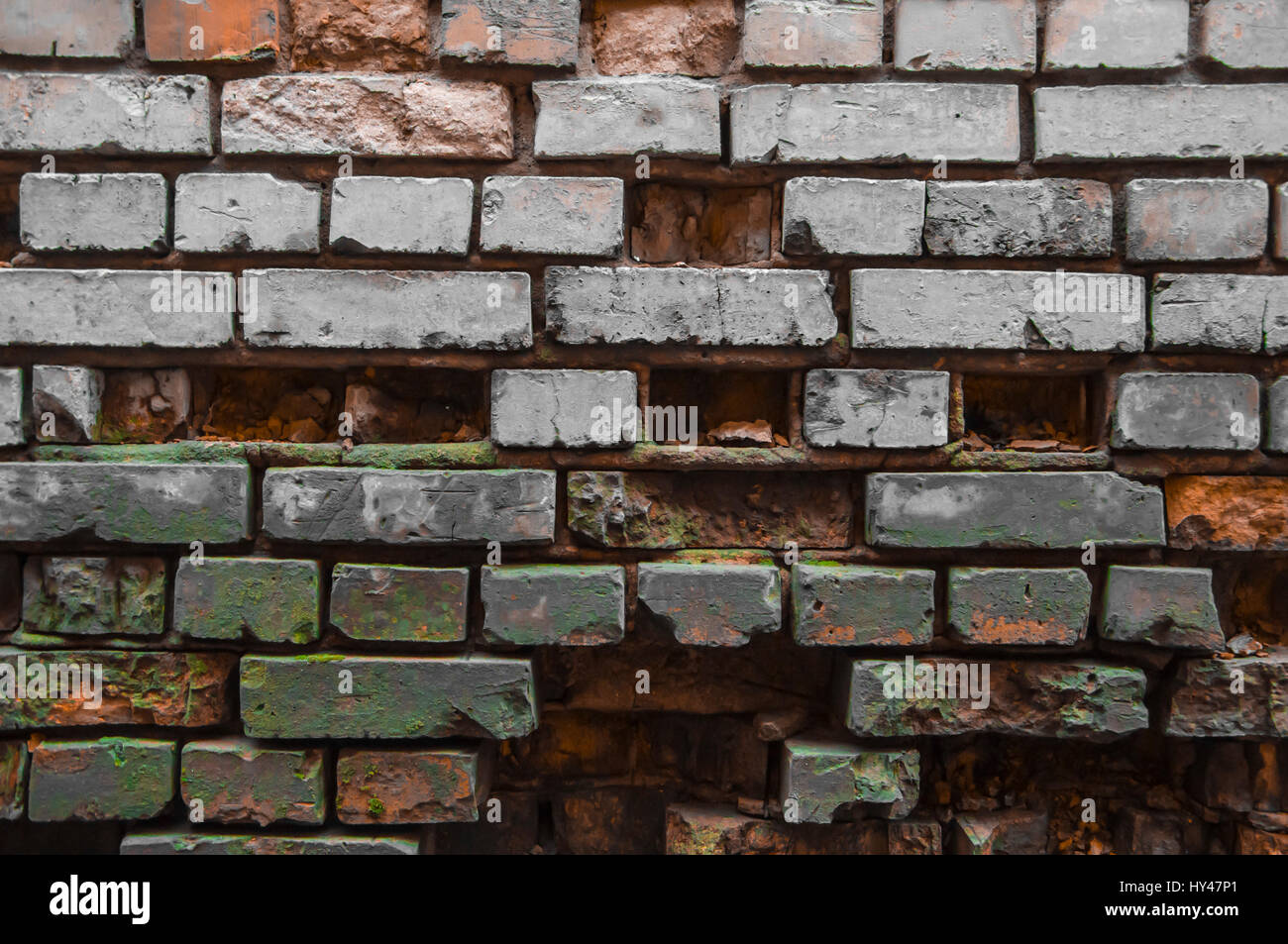 collapsed brick wall Red brick vintage old wall texture background ...